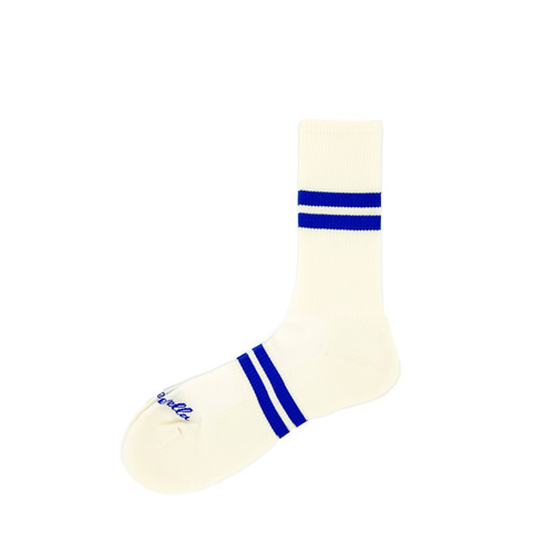 PANTHERELLA SPIRIT CREAM BLUE STRIPE SOCKS | The TBCo. Classics