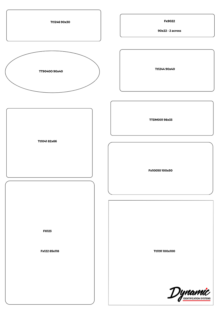 Label Size Chart | Dynamic ID Systems