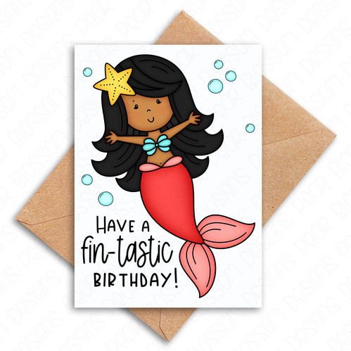 Fintastic Mermaid Birthday Printable Card | Pear Blossom Designs