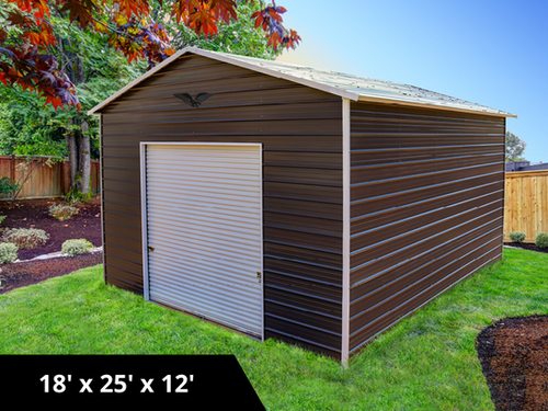 Single Metal Garage with a Rawhide Boxed Eave Style Roof with Rawhide ...