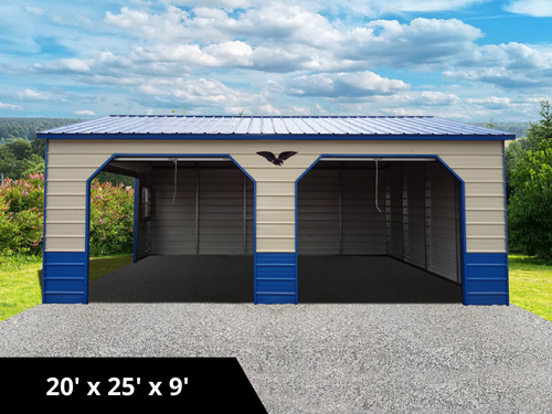 Royal Blue Custom Metal Garage | Legacy Carports