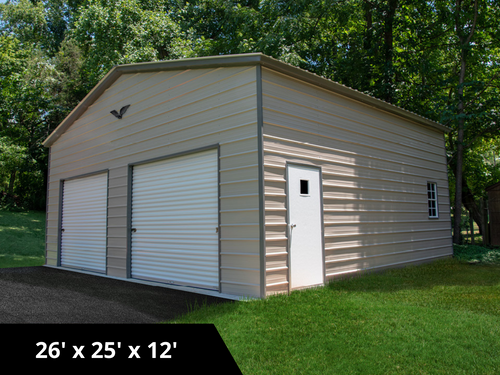 Pebble Beige Double Metal Garage | Legacy Carports