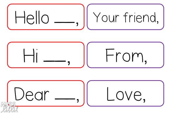 FRIENDLY LETTER TEMPLATES FOR WRITING INSTRUCTION
