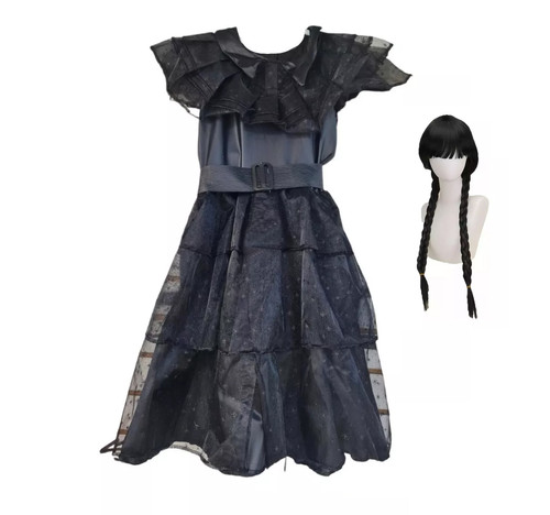 Disfraz Vestido De Merlina Addams De Fiesta con Peluca | TodoDisfracesChile