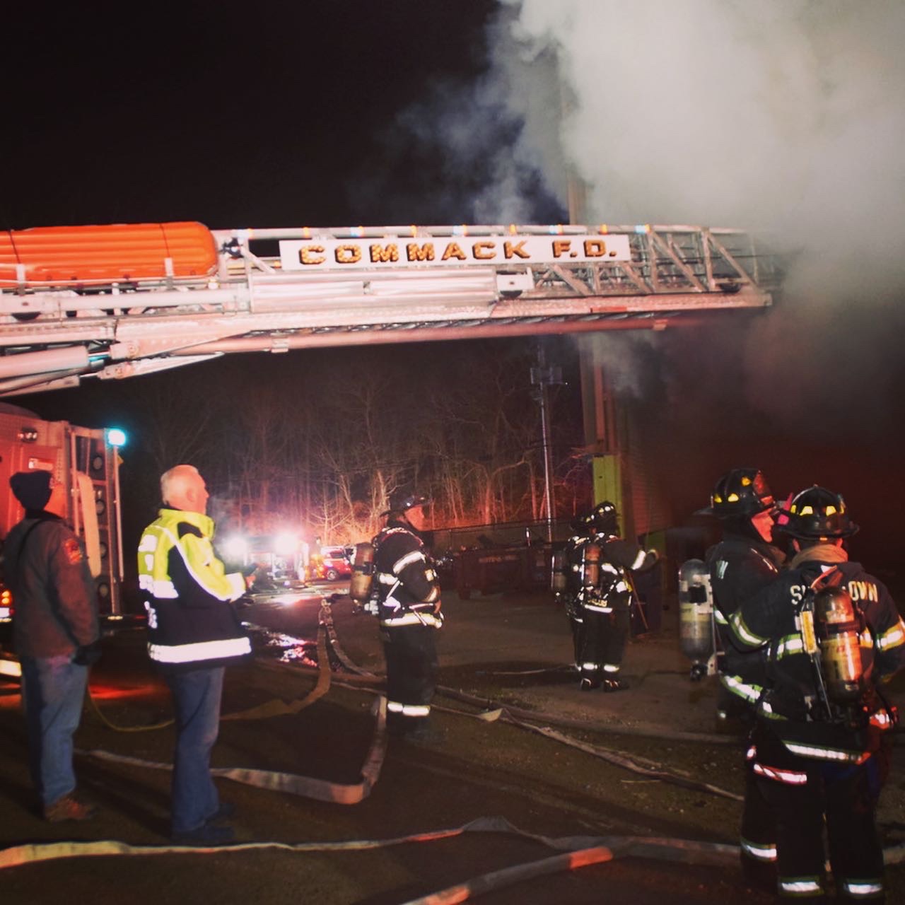 Saturday Night Turns Into Sunday Morning at a Commercial Fire in Kings Park