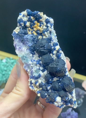 Blueberry Fluorite on Quartz | Crystality