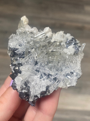 Galena, Quartz and Calcite spiky Cluster from Bulgaria | Crystality