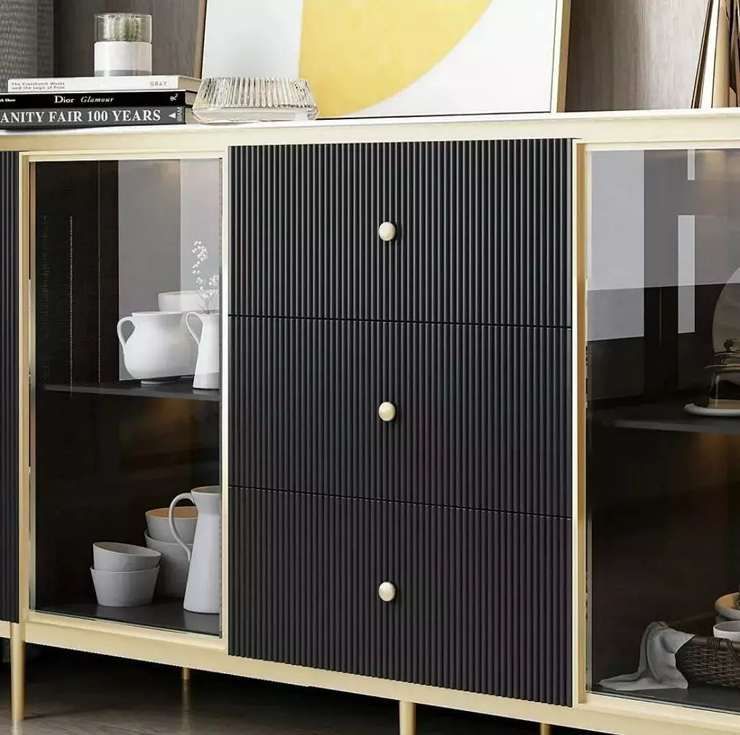 Modern Nordic Marble Stone Top Sideboard Buffet With Doors & Shelves ...