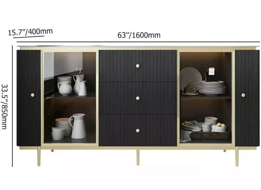 Modern Nordic Marble Stone Top Sideboard Buffet With Doors & Shelves ...