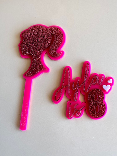 Barbie Name and Age - Double Layer Cake Topper and Fropper set | The ...