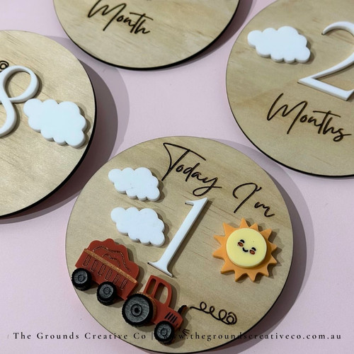 Birth Milestone Cards Set - Tractor | The Grounds Creative
