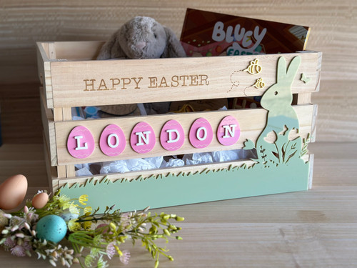 Personalised Wooden Easter Crate - Large | The Grounds Creative