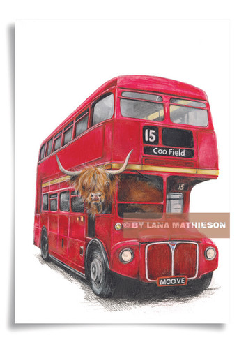 Highland Express | Highland Cow Art Print | Art by Lana Mathieson