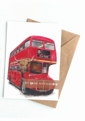 Highland Express | Highland Cow Card | Art by Lana Mathieson