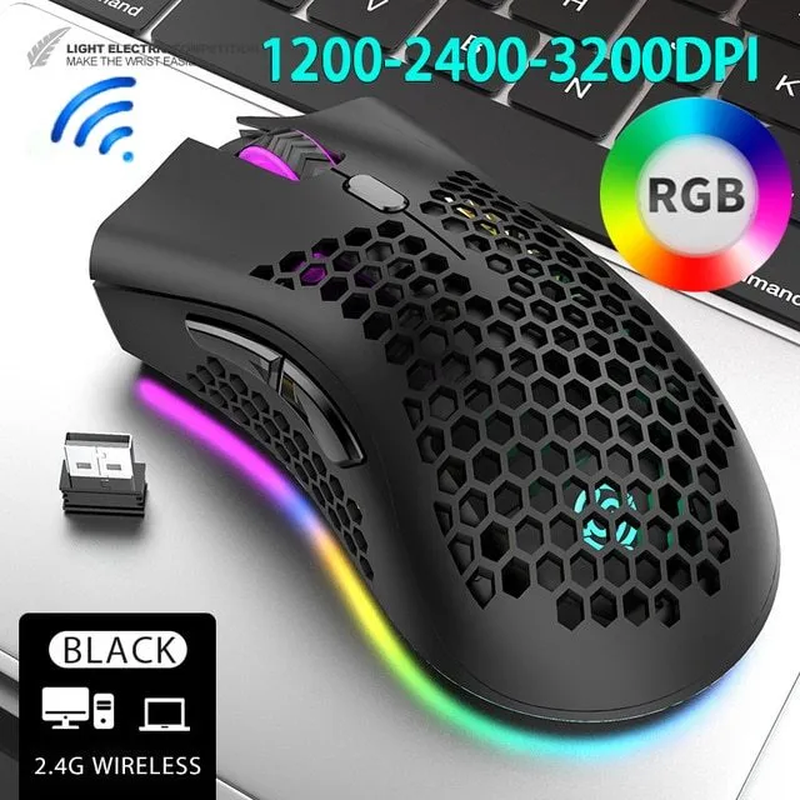 BM600 Rechargeable Gaming Mouse USB 2.4G Wireless RGB Light Honeycomb ...