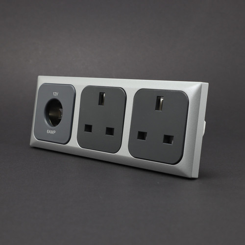 C-Line 12v Cigarette Type Socket & Mains 230v 13a Sockets with Silver ...