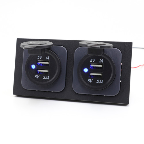 C-Line Matt Black Frame with Double USB Socket 12v 24v DC | LVA