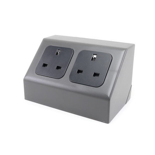 C-Line Angled Socket Holder Surface Mount Box w/ 2x 240v 13a Sockets | LVA