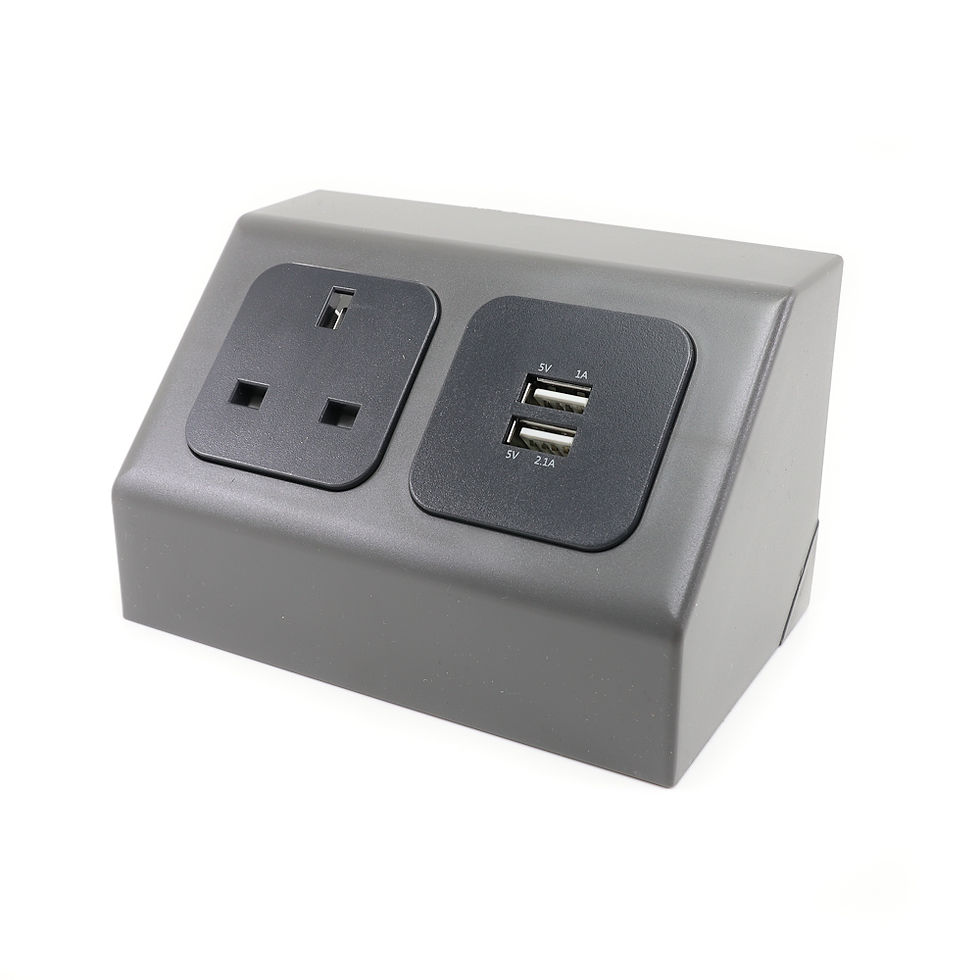 C-Line 90 Degree Surface Box w/ 12v USB & 230v 13a Sockets | LVA