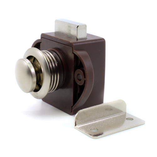 Mini Nickel Push Button Door Lock - Cupboard Catch | LVA