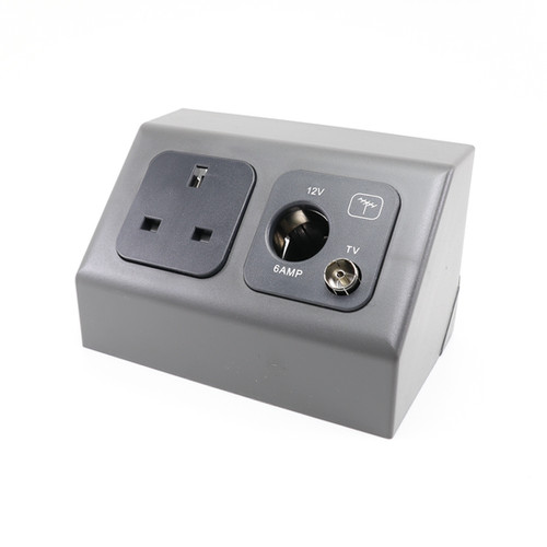 C-Line Surface Corner Box w/ 13a 240v Mains & 12v & TV Coax Socket | LVA
