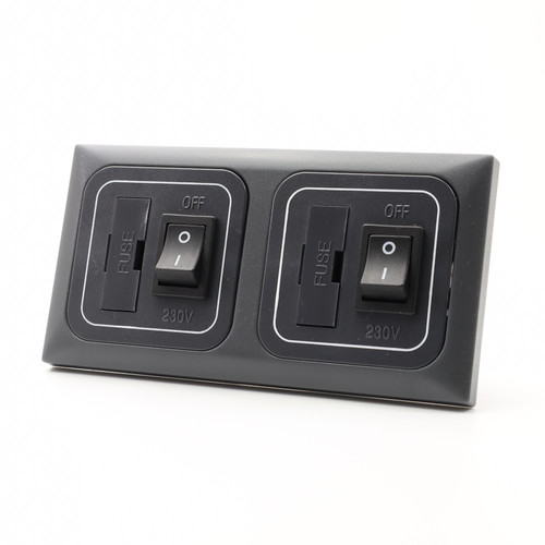 C-Line Grey Double Switch Panel w/ 2x 240v Fused Spur Switches | LVA