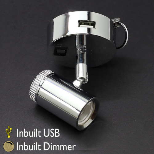 12v LED Spotlight Downlight w/ Dimmer and USB w/ Switch - Adjustable | LVA