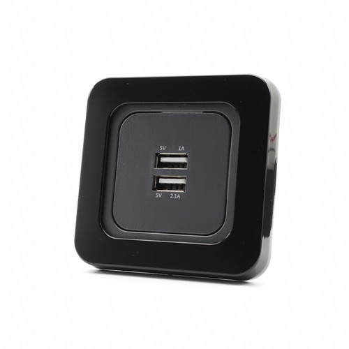 C-Line Single Gloss Black Frame Double 12v DC USB Socket for Leisure ...