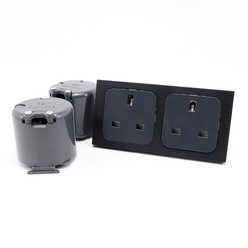 C-Line Matt Black Frame and 240v 13a Plug Sockets with Backboxes | LVA