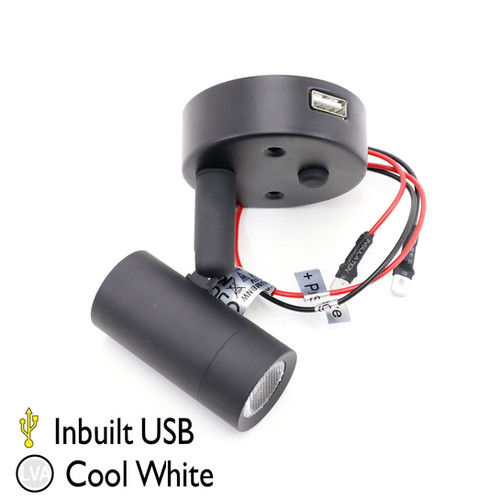 Black 12v LED Spotlight Downlight w/ USB - Adjustable | LVA