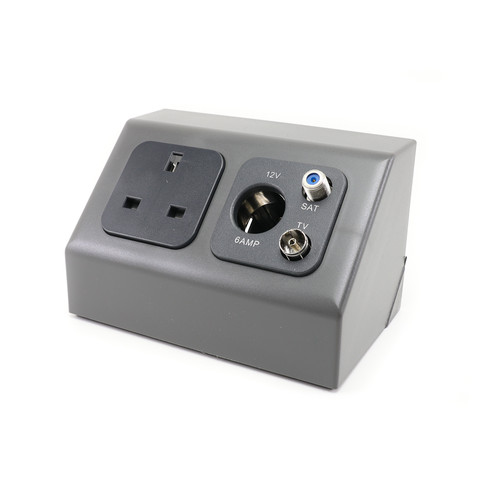 C-Line Surface Corner Box w/ 13a 240v Mains & 12v & TV Coax w/ Sat F ...