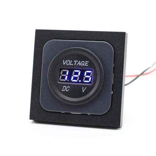 C-Line Matt Black 12v 24v Blue Voltmeter Volts Leisure Solar Battery ...