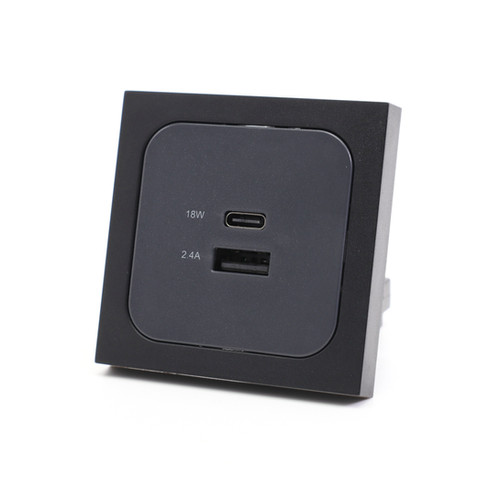 C-Line Matt Black CG Single Frame - USB-C and USB-A Charging Socket | LVA