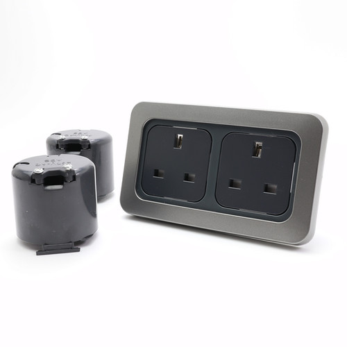 C-Line CT Double Gun Metal Grey Frame w/ 13a 230v Mains Sockets ...