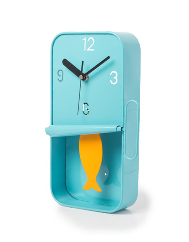BLUE METAL SARDINE TIN PENDULUM WALL CLOCK | On The Hill