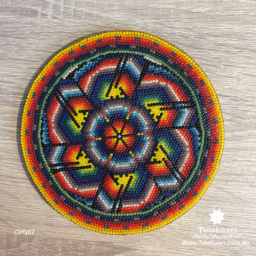 Círculo Forrado con Chaquira Grande - Arte huichol | tatehuari