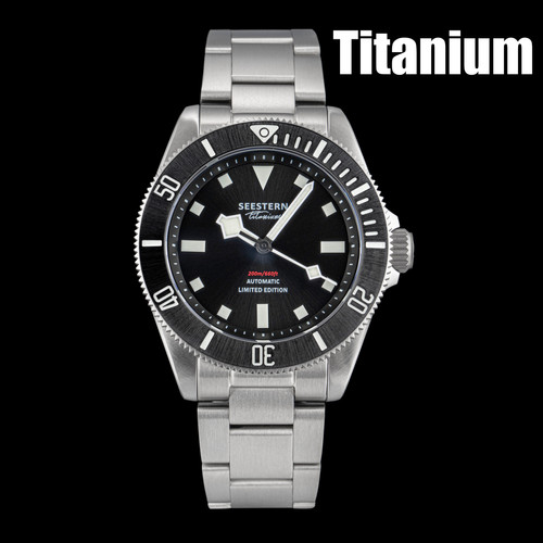 SEESTERN Titanium series, Black, NH38, Sapphire, Lume, 200m Diver ...