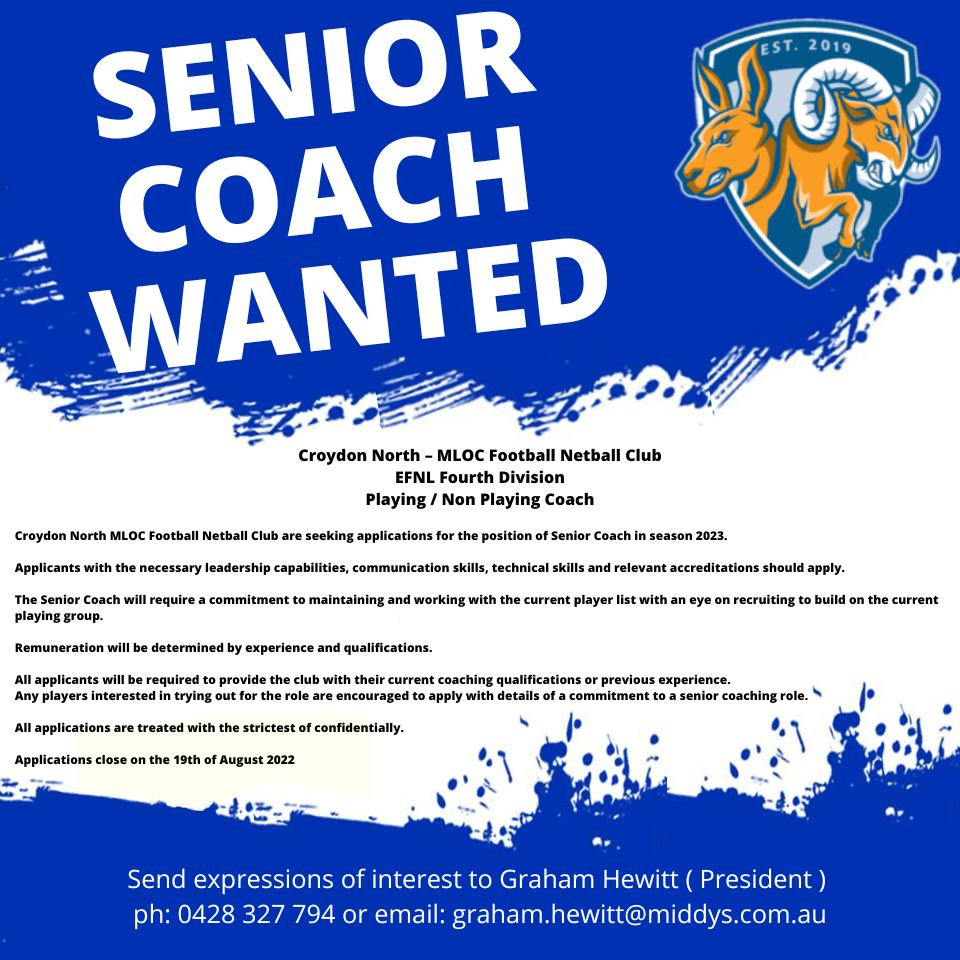 Senior Coach Wanted – Croydon North MLOC