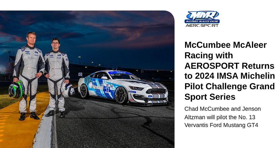 McCumbee McAleer Racing With AEROSPORT Returns 2024 IMSA Michelin Pilot ...