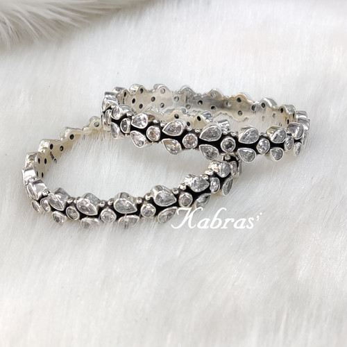 Buy Dual tone Petaled 925 Silver Bangles Online | 925 Silver bangles ...