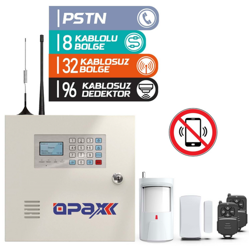 OPAX-2545 PSTN ÖZELLİKLİ KABLOLU & KABLOSUZ ALARM PANELİ | Can Otomasyon