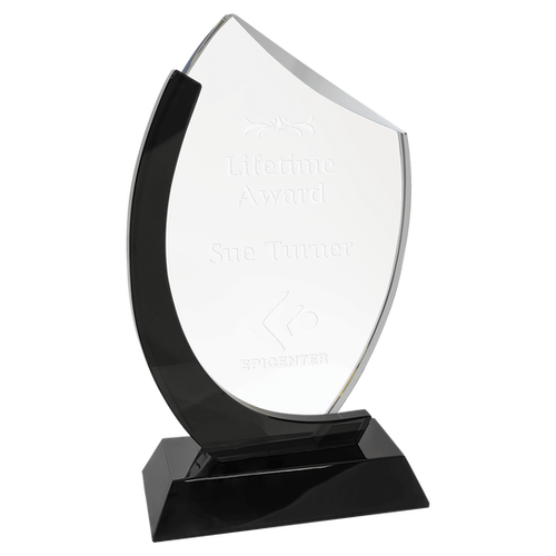 Clear/Black Crystal Slant Oval | Houston Awards