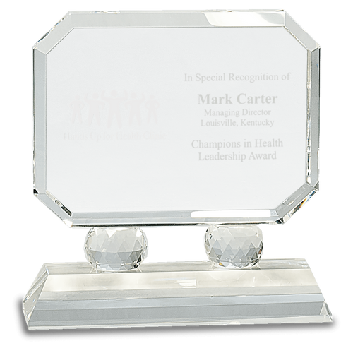Rectangle Crystal on Clear Pedestal Base | Houston Awards