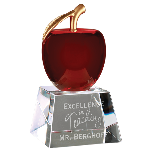 6" Red Crystal Apple with Clear Base | Houston Awards