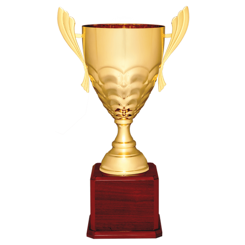 Gold Completed Metal Cup Trophy on Rosewood Royal Piano Finish Base ...