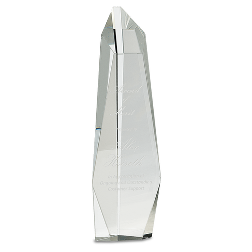 12" Clear Crystal Facet Slant-Top Tower | Houston Awards