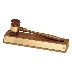 Walnut Gavel Base with Removable Gavel/Gold Gavel Band and Gold Plate ...