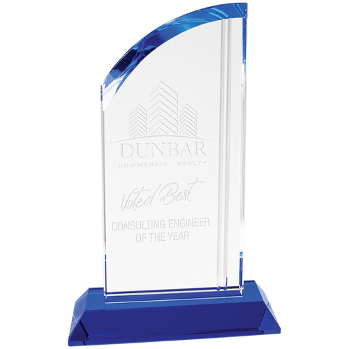 Crystal Arch with Blue Base | Houston Awards