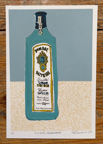 Gin Things - Blue and Peach | clare-halifax-art