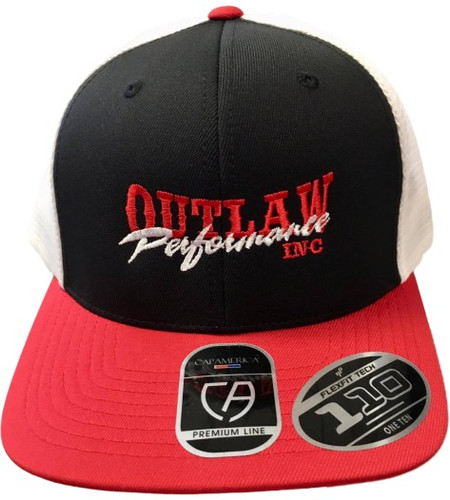 Outlaw Performance Red, White, and Black Flex Fit hat | Outlaw Performance